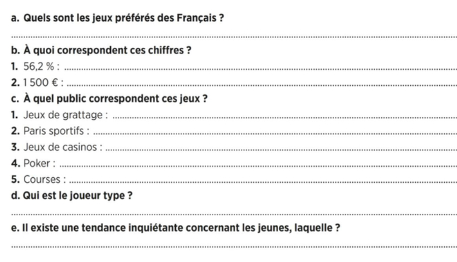 French text comprehension - Level B1 "Paris et jeux d'argent en France"