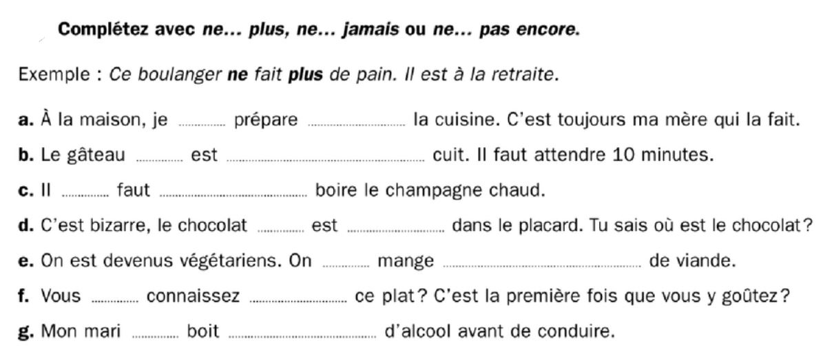 Negative form French Exercis-- Practice French Online