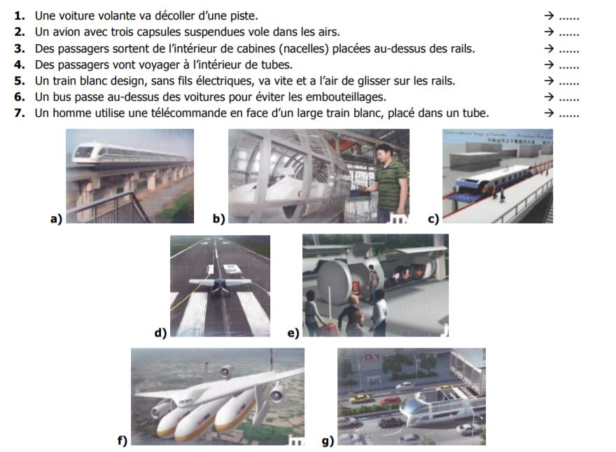 French comprehension - "Transports futuristes" (Levels A2 and ++) -