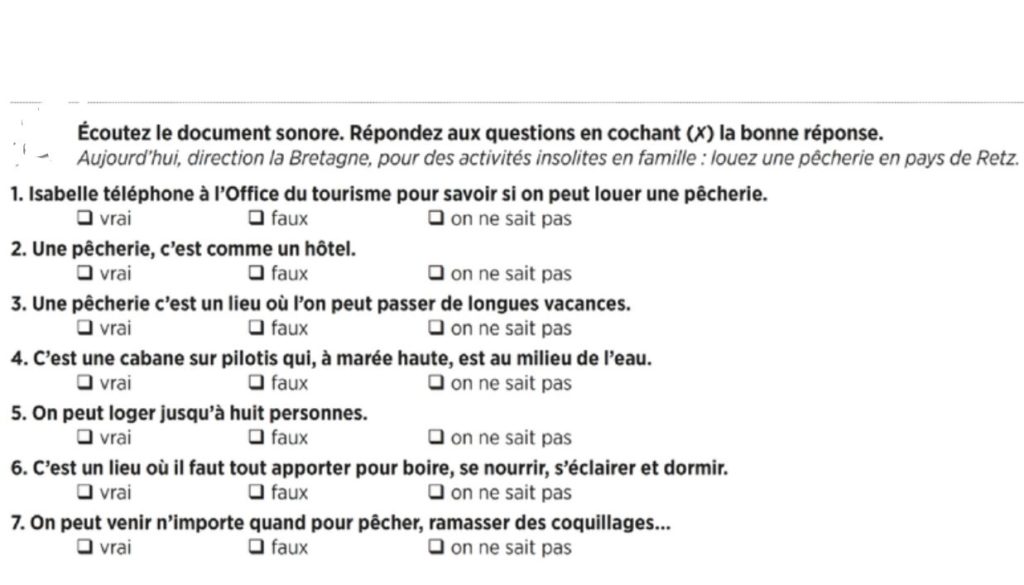 Listening Comprehension in French about Tourist Information