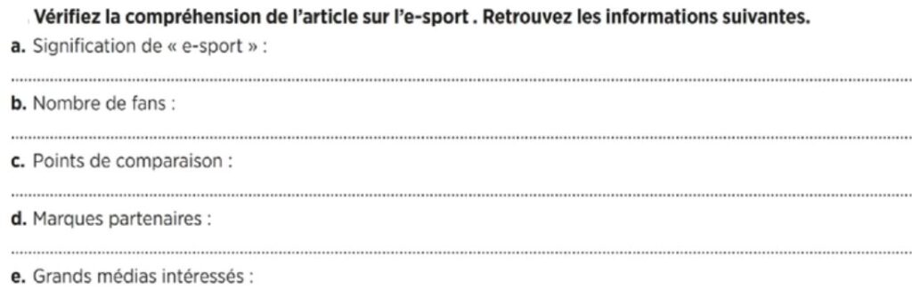 French listening comprehension - "Les jeux videos: un sport?"