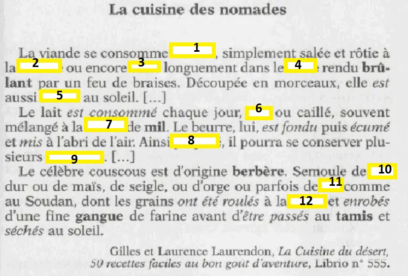 French listening comprehension - La nourriture Nomade (level B1 and +)